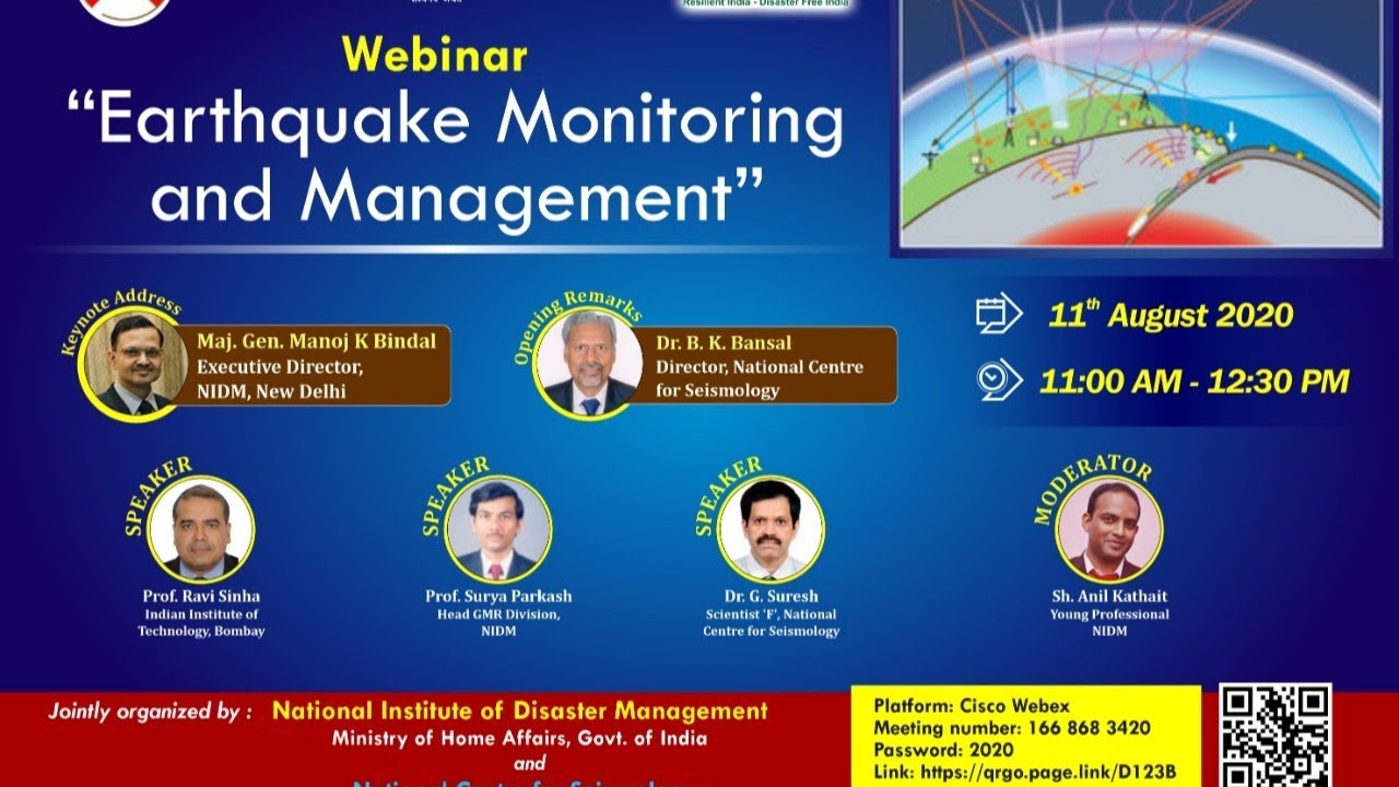 Webinar on “Earthquake Monitoring and Management” .| NIDM | INDIA | MHA ...