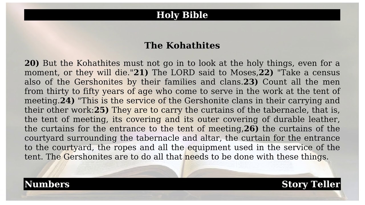 Numbers - Chapter 4 - The Kohathites | The Holy Bible - YouTube