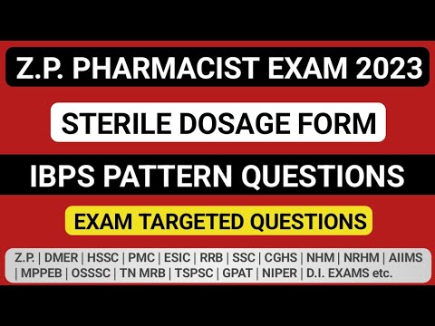 ZP PHARMACIST IBPS PATTERN QUESTIONS | IBPS PATTERN PHARMACY OFFICER ...