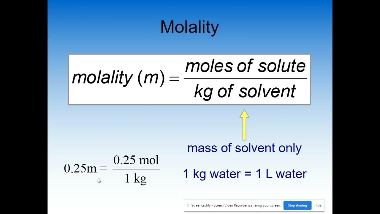 Molarity, Molality and Mass Percent Problems - YouTube