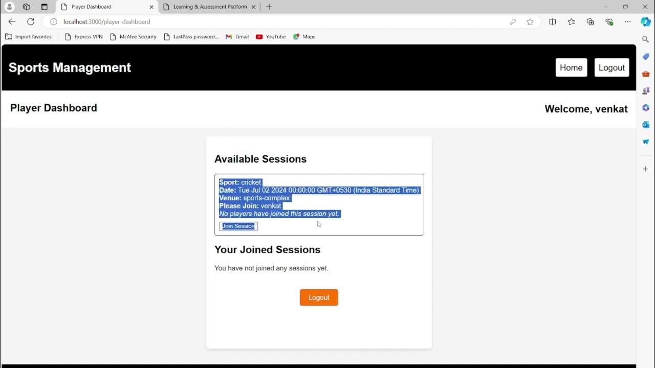 Sport_Scheduler using PostgreSQL - YouTube