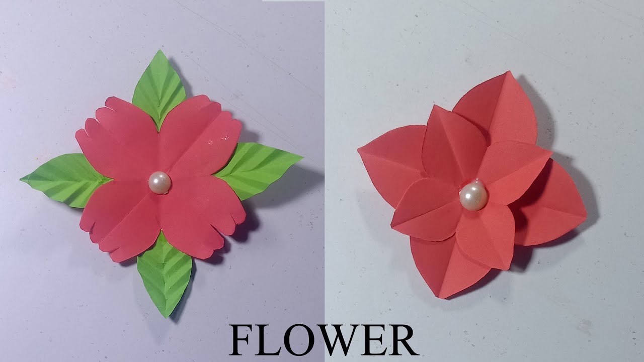 How To Make Flower With Diy Paper | Red Flower | Craft Diffrent ideas # ...