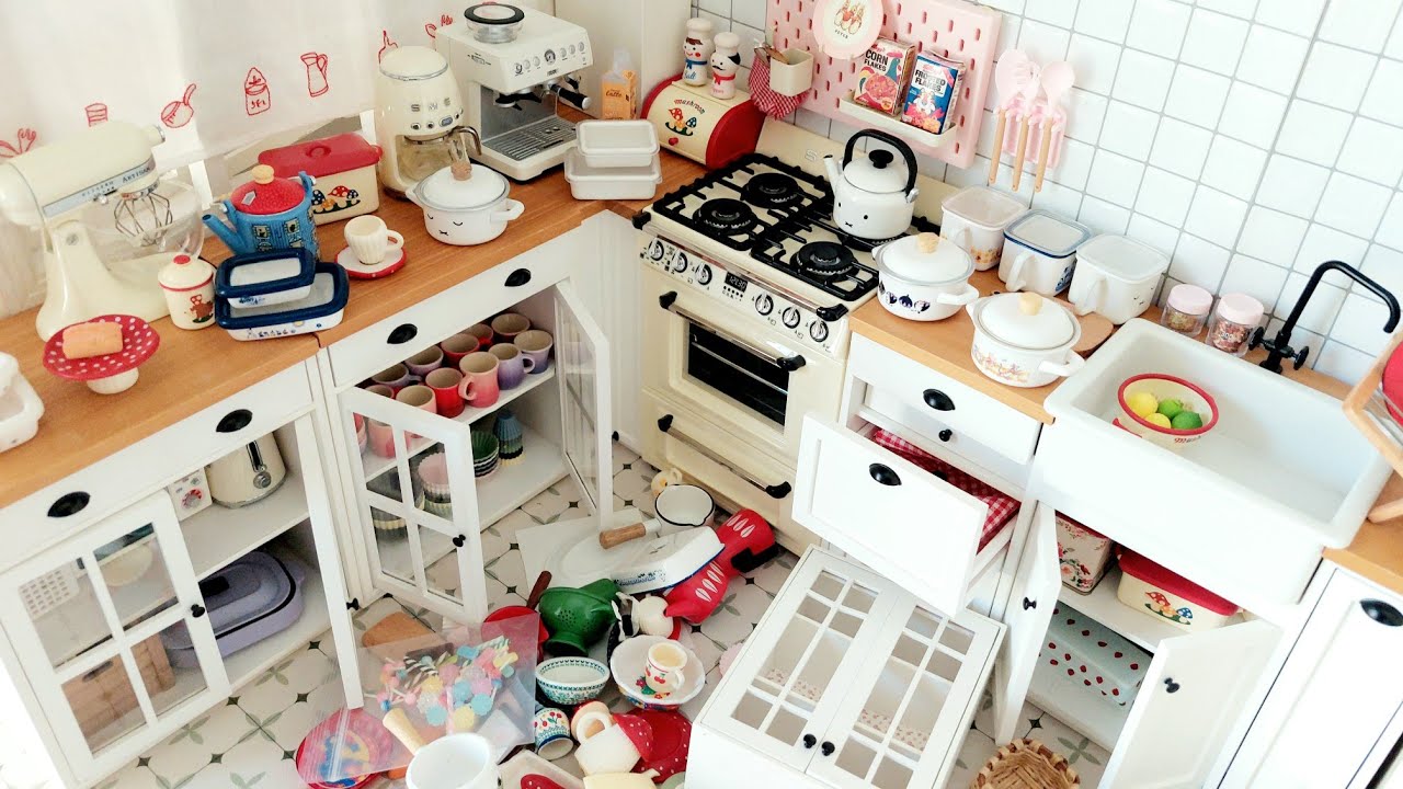 Miniature kitchen set cooking toys 💙 small kitchen set mini toys 🩷 toys ...