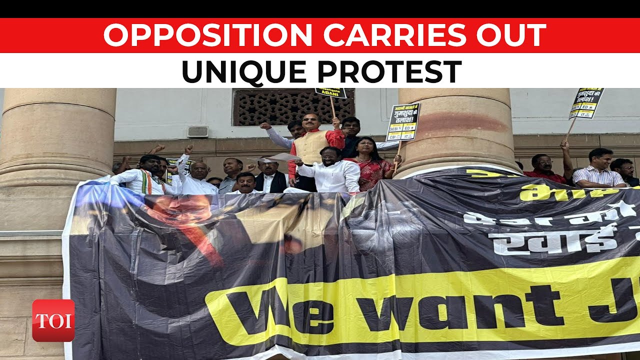 Parliament Protest: Opposition stages massive protest banner demanding ...