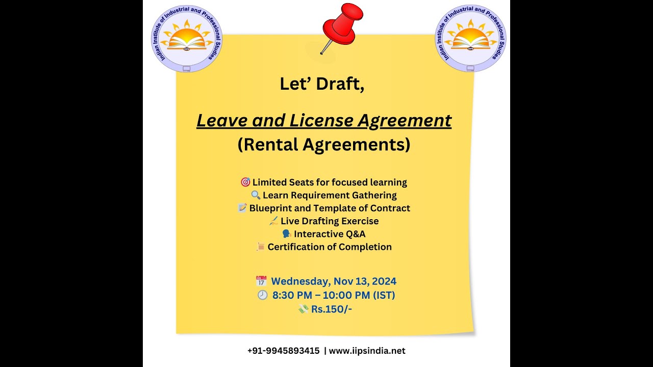 How to Draft LEAVE AND LICENSE AGREEMENT | Rent Agreement Drafting ...
