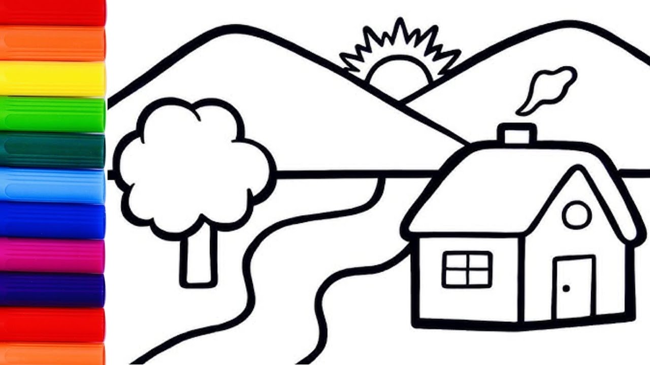 Scenery Drawing || Scenery Drawing for Kids || Landscape Scenery for ...