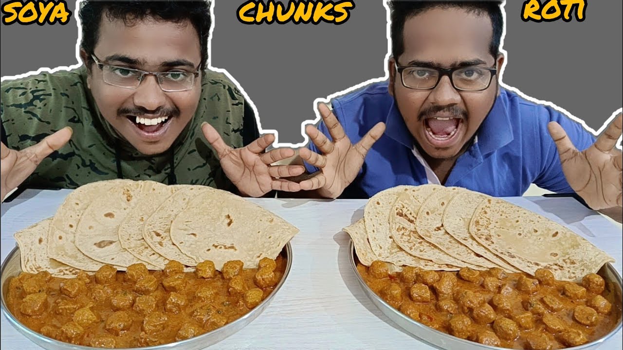 Soya Chunks Curry With Roti Eating Challenge | Soya Curry Challenge ...