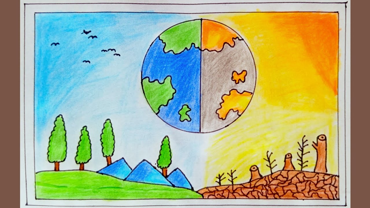 World Environment Day Poster Drawing || How to draw Environment Day ...