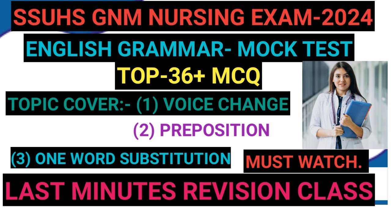 SSUHS GNM NURSING EXAM 2024 ENGLISH GRAMMAR MOCK TEST TOP 36 MCQ ssuhs-gnm-nursing-exam-2024-english-grammar-mock-test-top-36-mcq