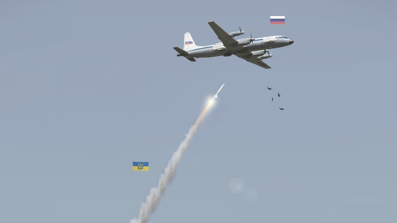 Scary moment! Russian Ilyushin Il-22 was shot down by Ukrainian surface ...