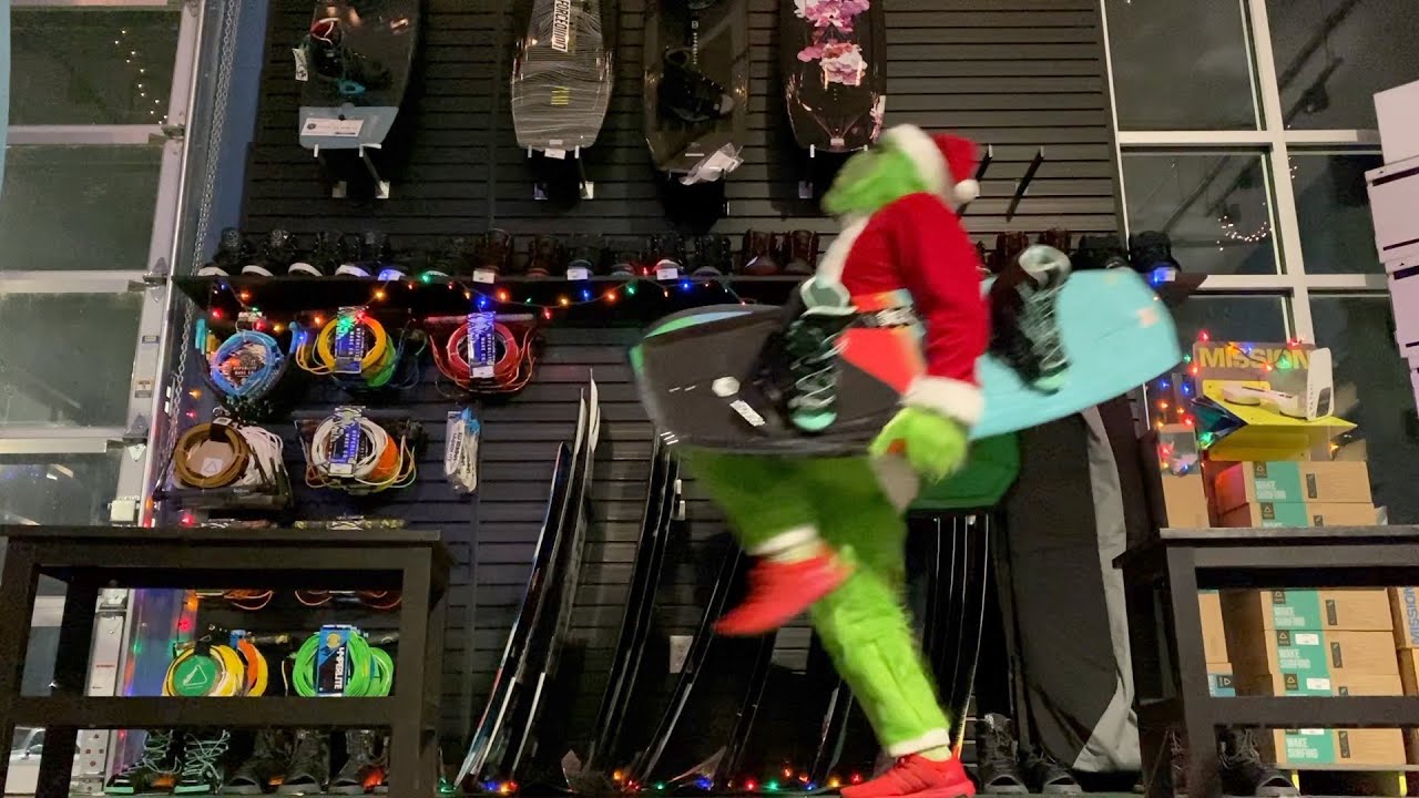Grinch steals Tommy's Wake & Surf Shop! - YouTube