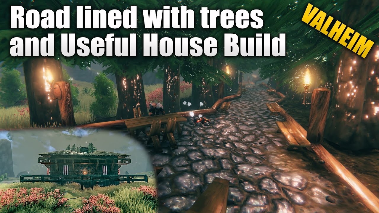 Road lined with trees and Useful House Build | Valheim - YouTube