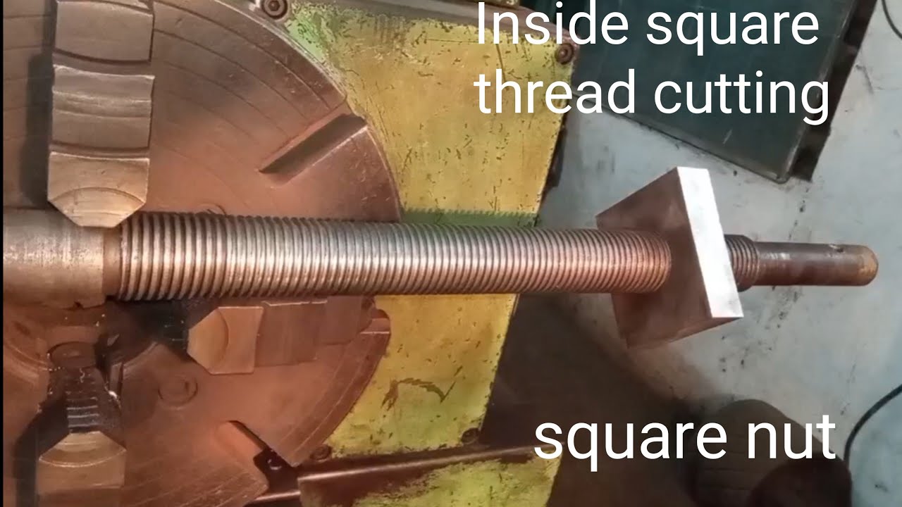 Making a square nut right hand square thread cutting - YouTube