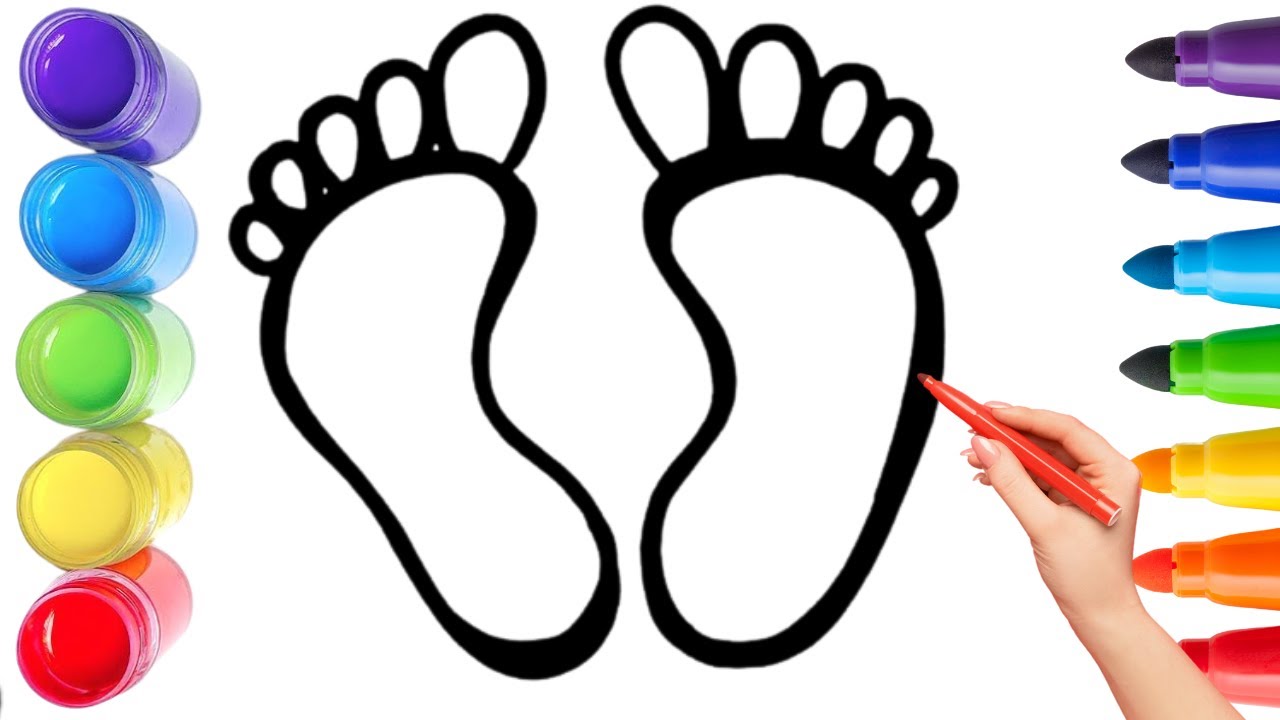 How To Draw cute foot print Drawing, Painting & Coloring For Kids and ...