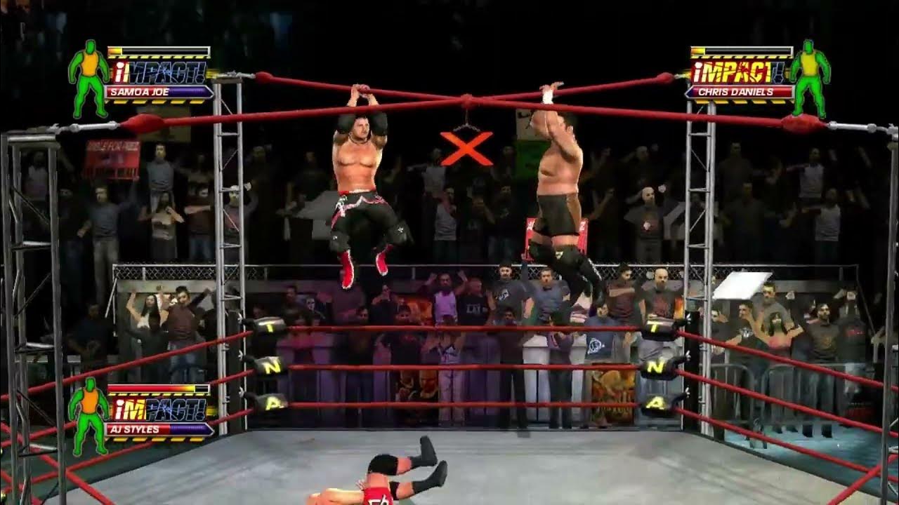 Xbox 360 TNA Impact AJ Styles vs Samoa Joe vs Christopher Daniels. Ultimate X Match. - YouTube