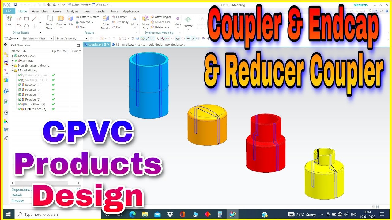 #9 How to Design Coupler Endcap Reducer 2D & 3D Pvc Product Design | Nx ...
