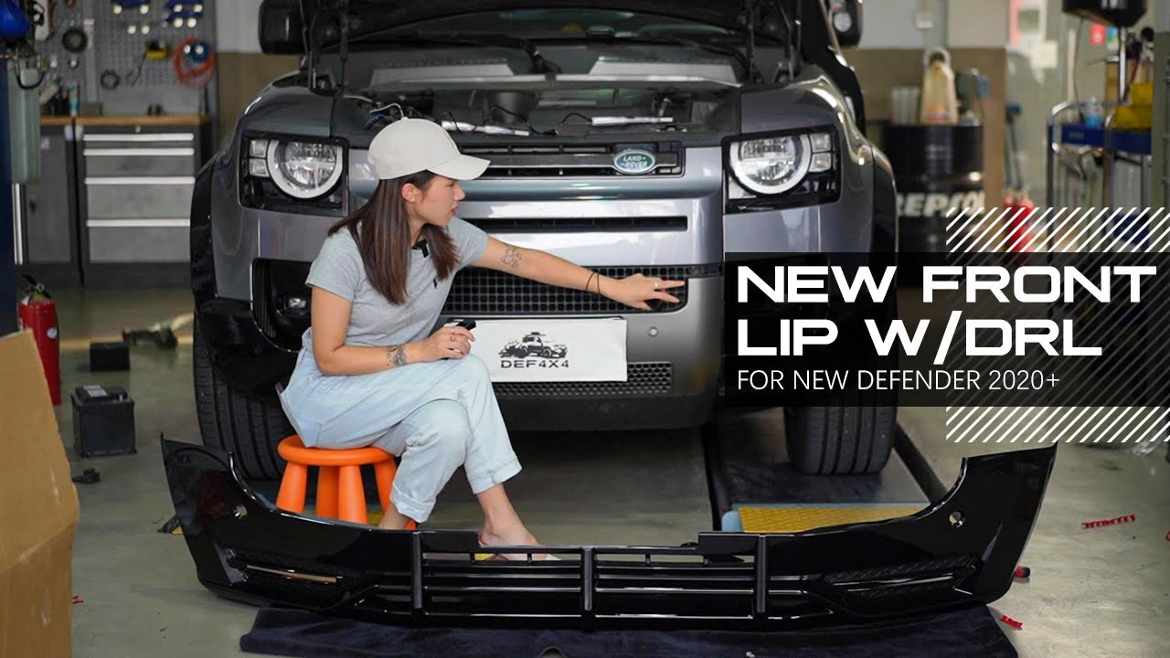 Land Rover Defender 2022 Gloss Black Front lip with daytime running ...