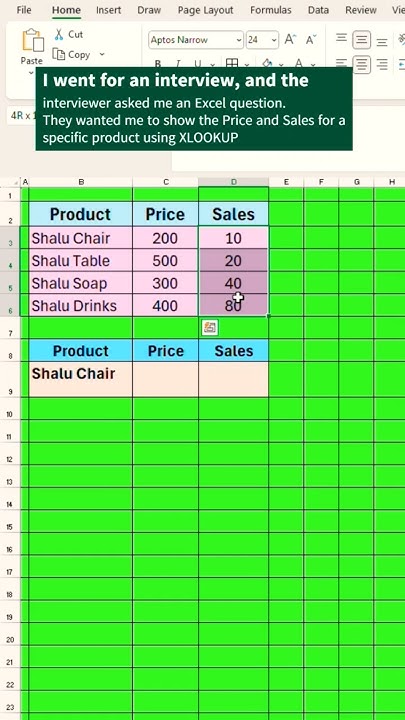 XLOOKUP for Multiple Values | Interview Question Excel | Price and Sales Lookup #ExcelTips - YouTube