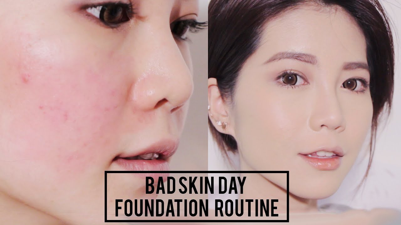 Bad Skin Day Foundation Routine l Acne +Combination to Oily Skin - YouTube