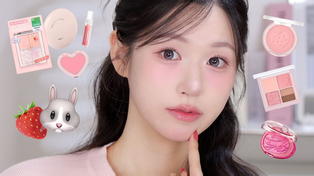 내가 토끼가 될 상인가🍓🐰 신상템 딸기템들로 하는 웜쿨평화 피치핑크 메이크업 샵에서 장원영님 본 썰 내가 젤 잘하는 메컵 쿨톤메이크업 웜톤메이크업 데일리