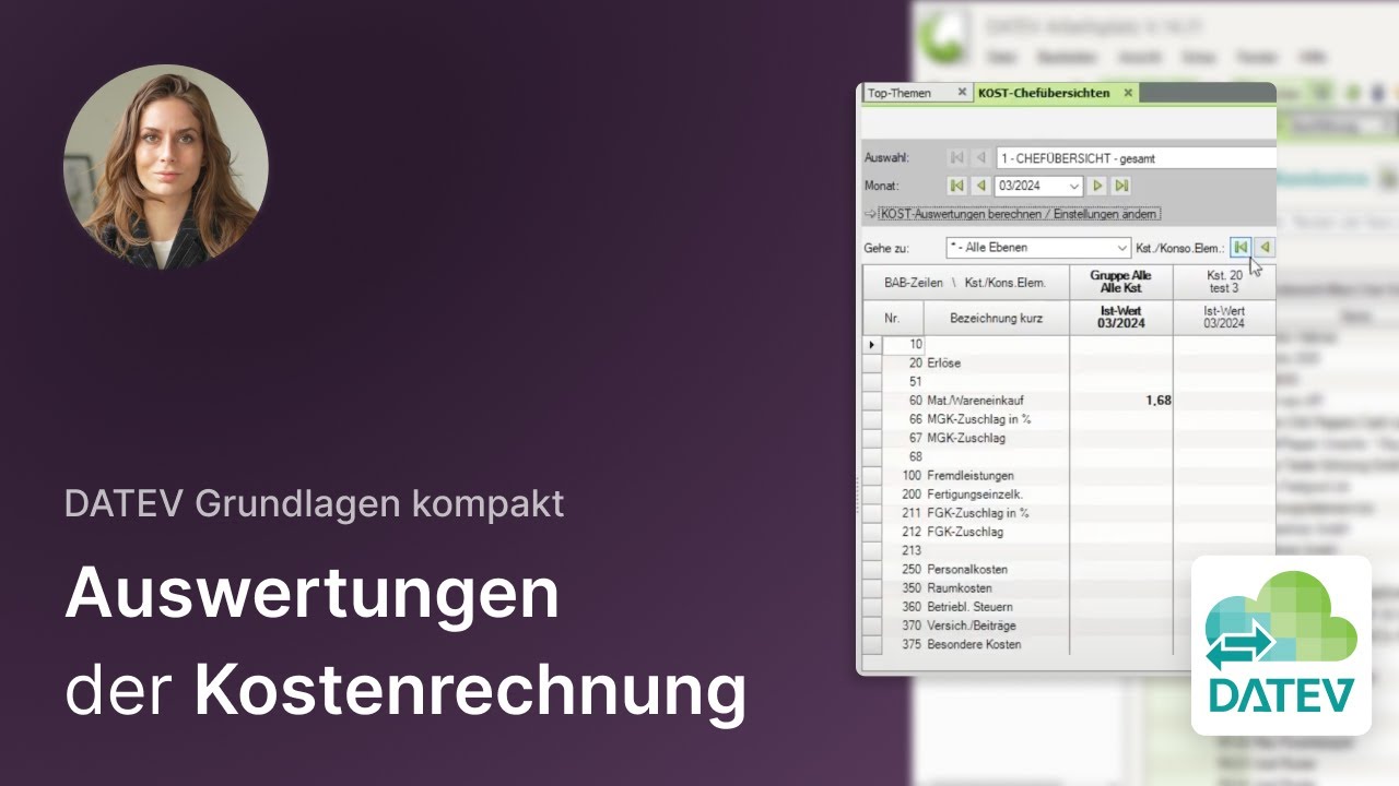 Kostenrechnung classic I DATEV Grundlagen kompakt Lernvideo - YouTube