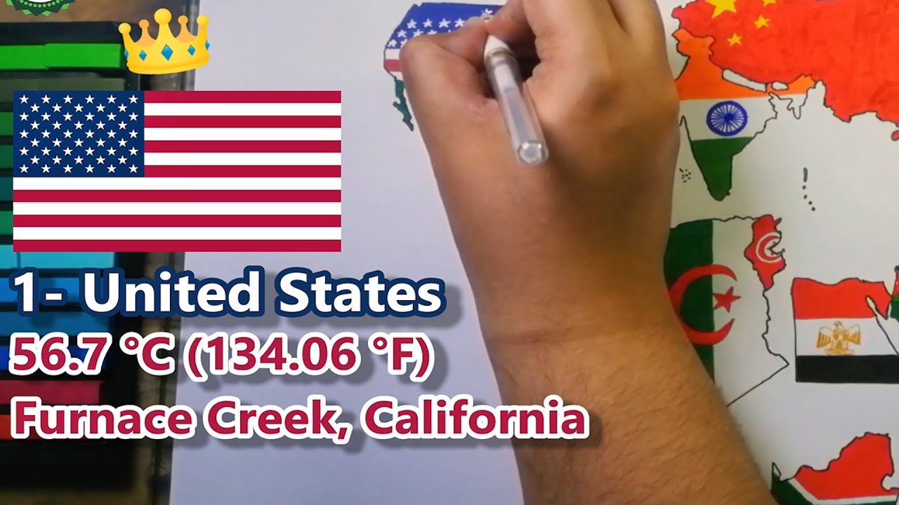 Top 20 Countries with highest ever recorded Temperature flag map ...