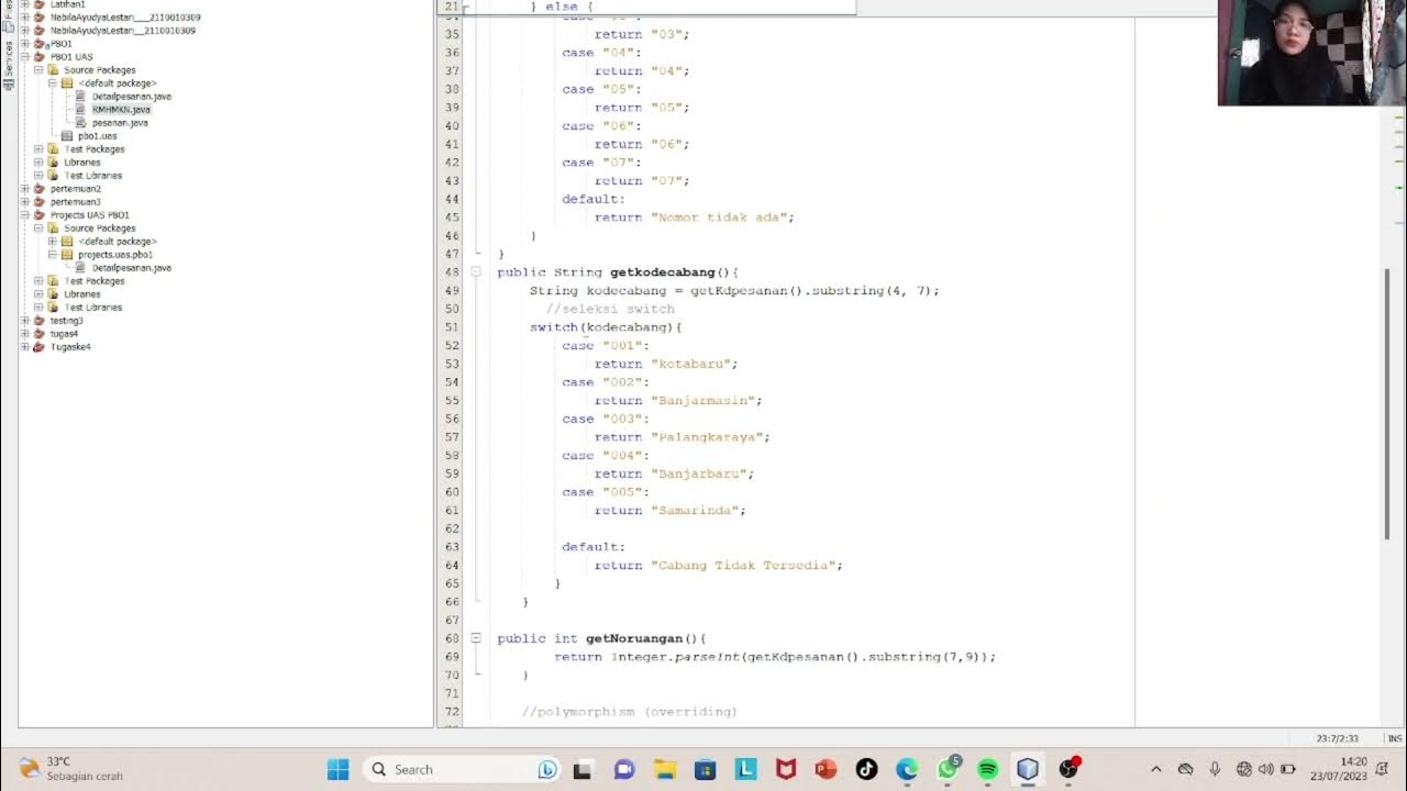 Pemrograman berbasis objek 1_ UAS PBO1_ Nabila Ayudya Lestari(2110010309) - YouTube