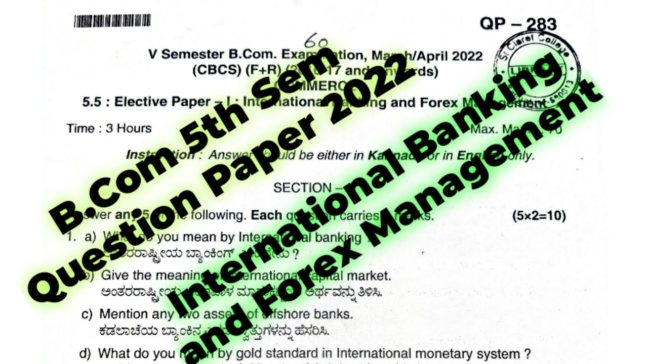 International banking and forex management question paper 2022 || B.Com ...