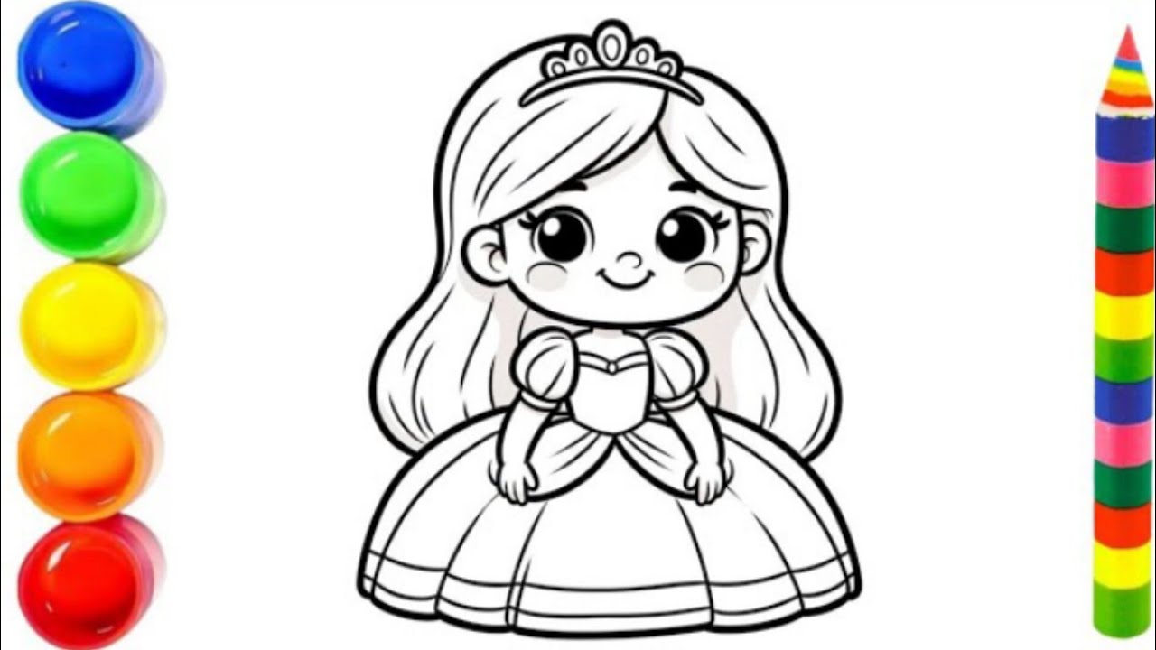 How to draw and color doll for kids and toddlers | Doll drawing easy ...