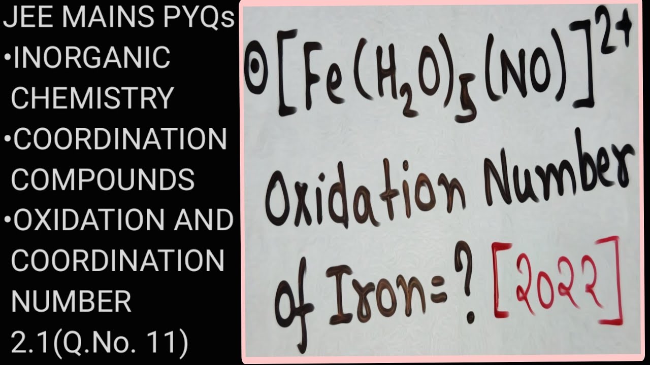 JEE MAINS INORGANIC CHEMISTRY PYQs- OXIDATION AND COORDINATION NUMBER ...