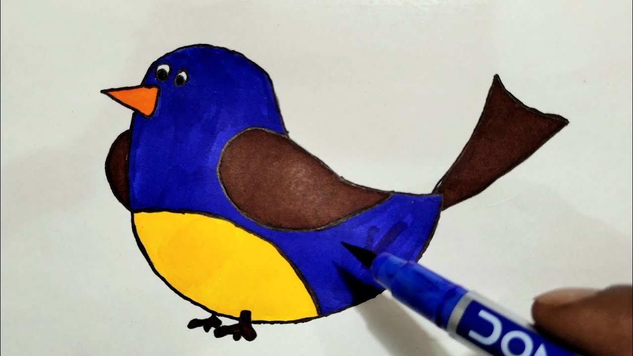 Little Birds Drawing Painting or Coloring for kids Children and Toddler ...