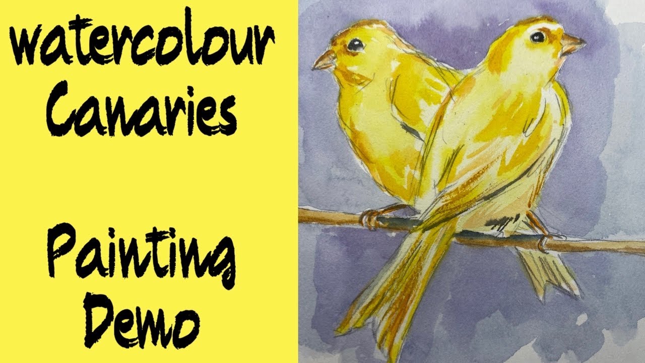 watercolour canaries , painting demo - YouTube