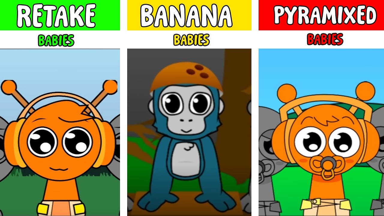 Sprunki Retake Babies x Banana Babies x Pyramixed Babies - YouTube