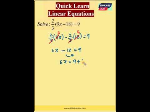 Solve 2/3(9x-18)=9 | Linear equations in one variable |Solving simple ...