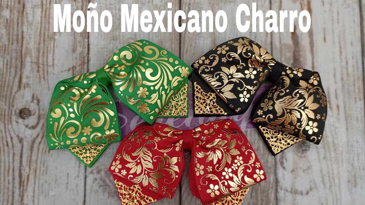 Moño mexicano charro | Moño corbatín con listón de 7.5 cm - YouTube