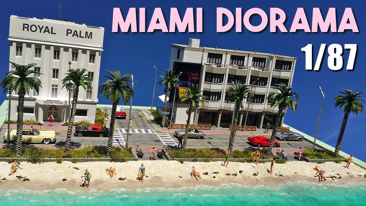 Miami beach and hotels diorama in 1:87 scale (H0) - YouTube