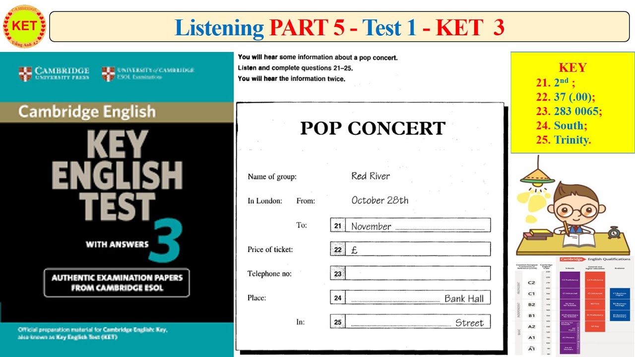 KET 3 Listening Part 5 Test 1 (Transcript + Key) - YouTube
