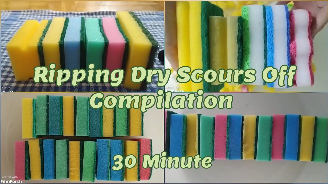 Colour Kitchen Sponges Ripping Dry Scours Off Compilation (30 Minute ...