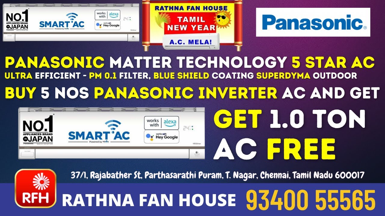 Buy Panasonic AC at Rathna Fan House Tamil New Year AC Mela! - YouTube