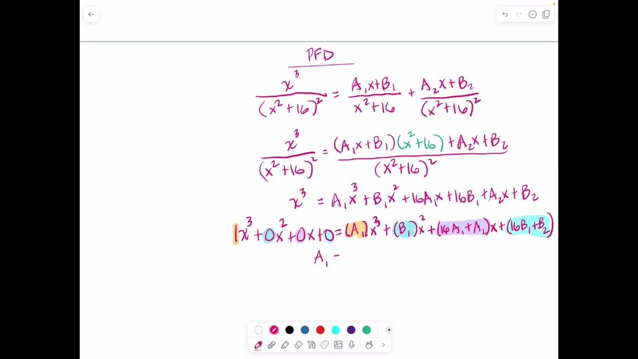 Calculus II 8.5 Partial Fractions Part 4: Repeating Quadratic Factors - YouTube
