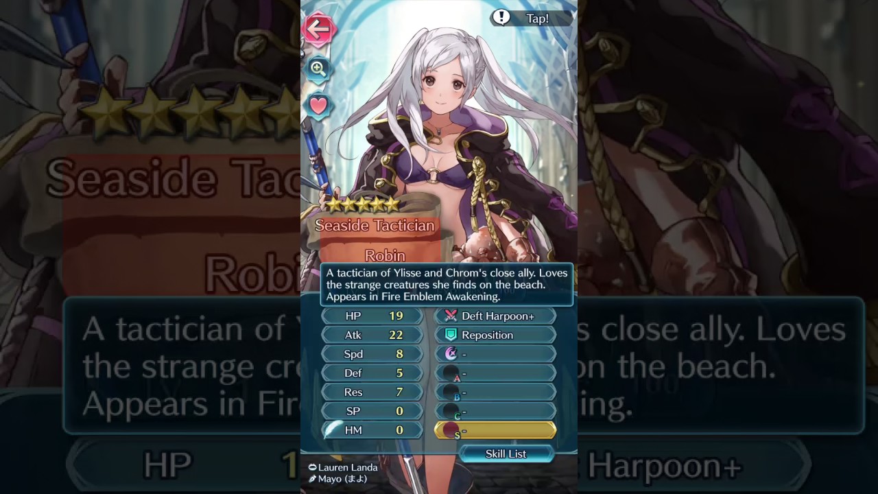 Fire Emblem Heroes: Summer Female Robin Profile and Quotes - YouTube