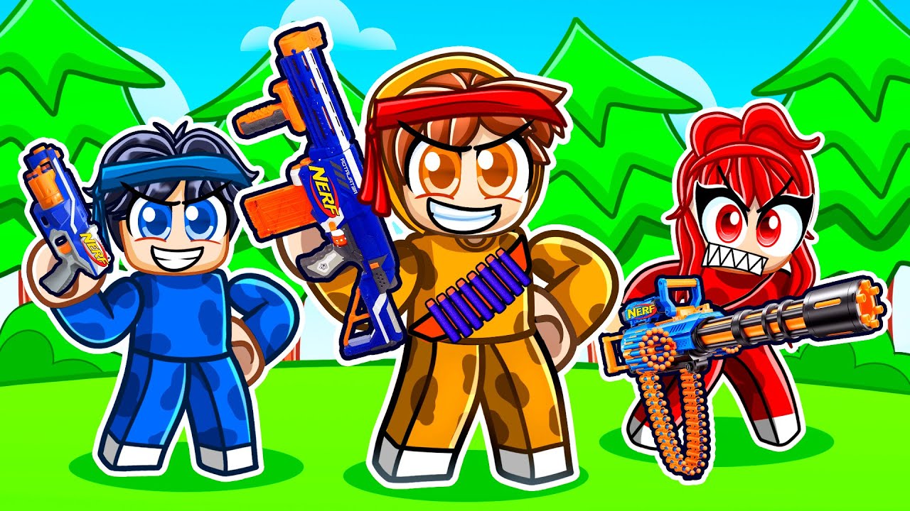 Having a NERF FAMILY in Roblox! - YouTube