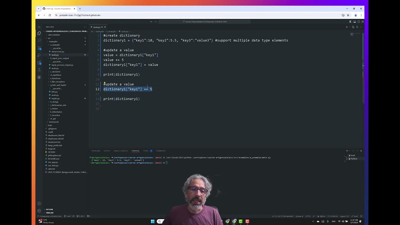 COSC 1336 Python Final Exam Review: Update Dictionary values - YouTube
