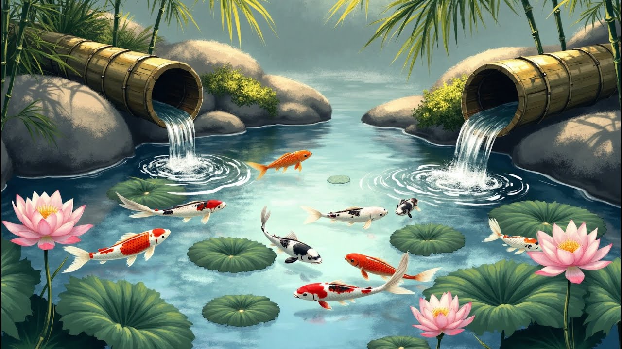 Relaxing Music | 2 Hours of Koi Pond & Flowing Water with Soft Piano ...