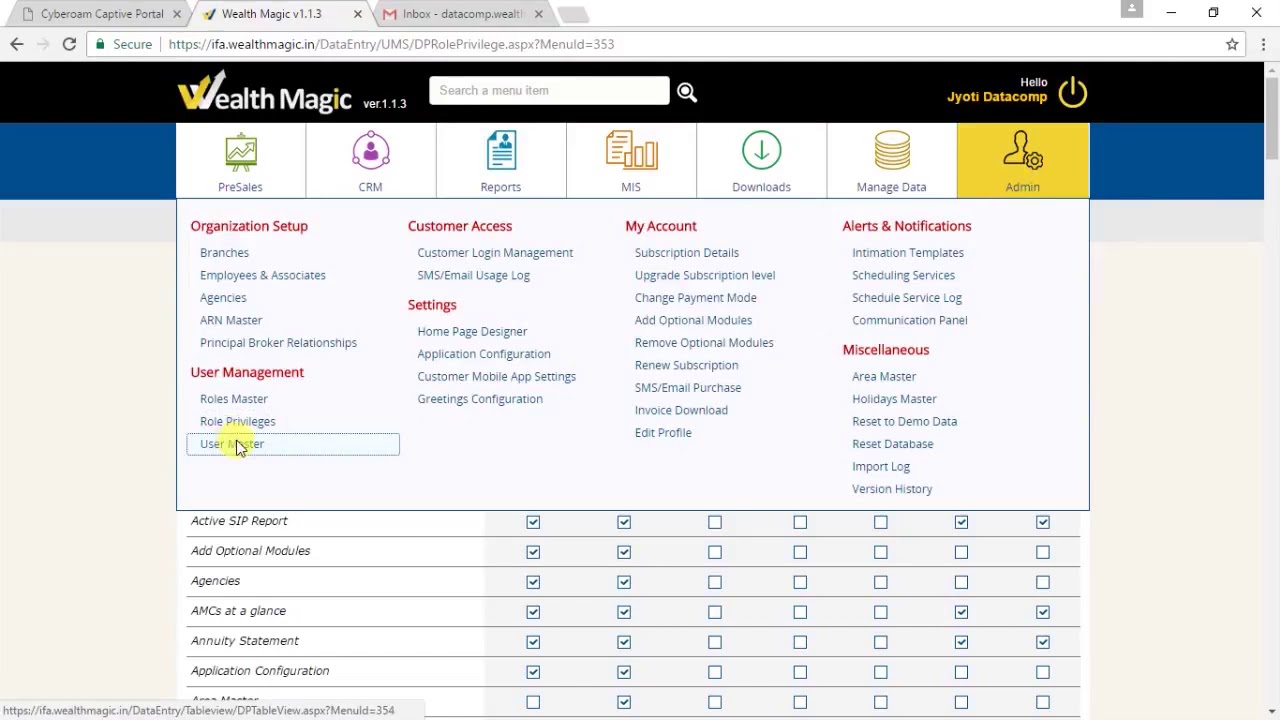 WealthMagic Admin User Management - YouTube