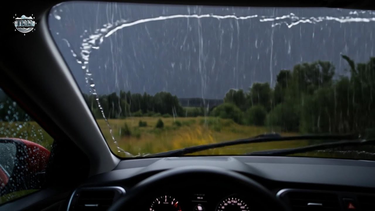 Heavy Rainstorm from Inside a Car Thunder, Wind & Rain Sounds for Deep ...