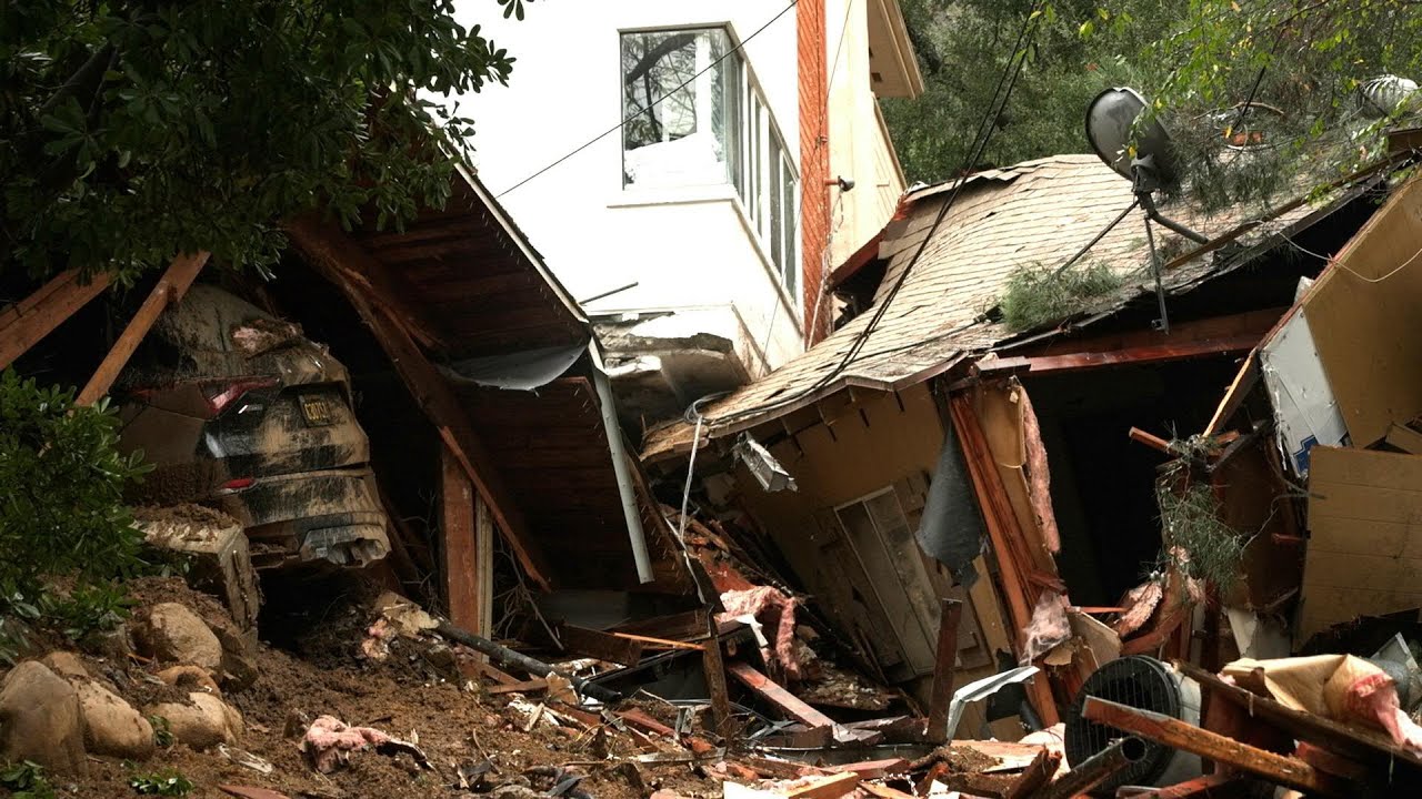 Mudslides damage homes as deadly storm batters California | AFP - YouTube