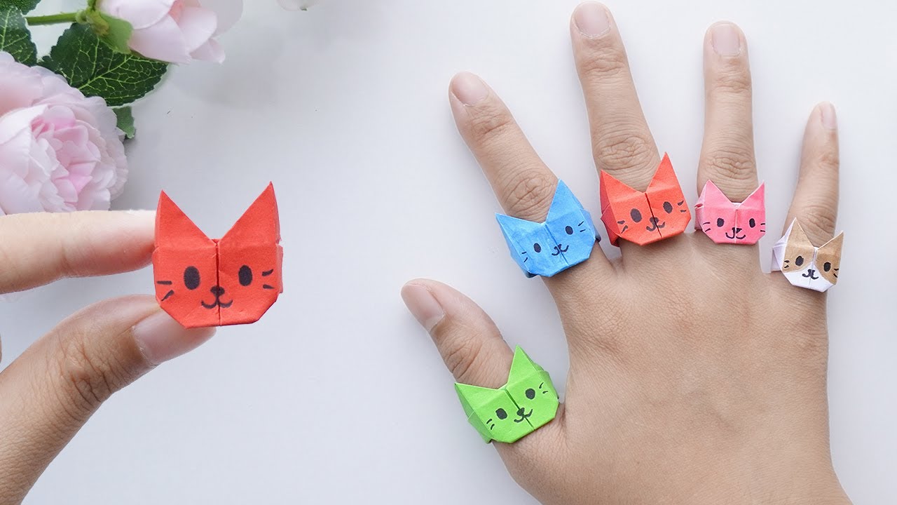 Origami Paper Cat Ring Tutorial | How To Make Paper Ring Easy Step By ...