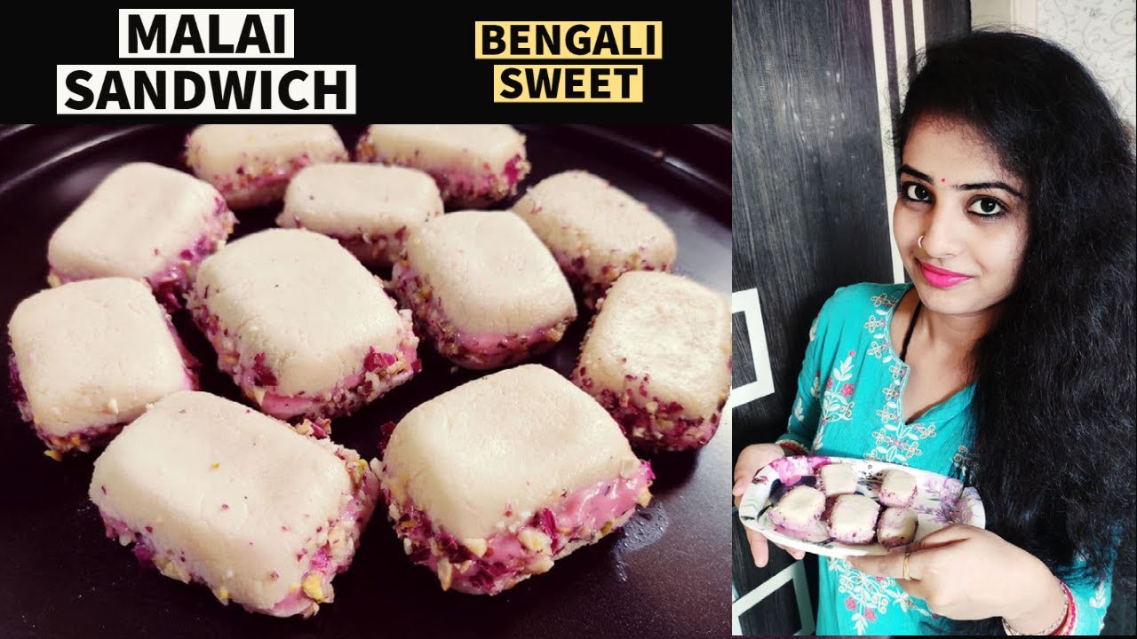 Malai Sandwich Recipe | Rasgulla Sandwich | Bengali Sweet Recipe - YouTube