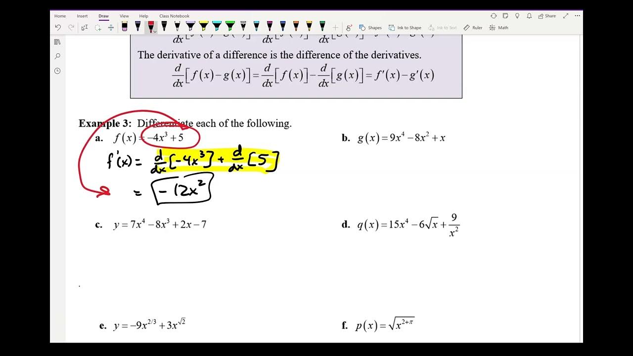 Math 3A Video Assignment 7 - Derivatives Using the Power Rule - YouTube